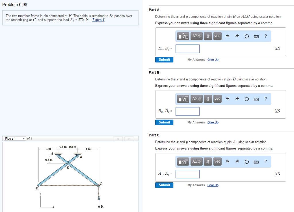 Solved: The Two-member Frame Is Pin Connected At E. The Ca... | Chegg.com