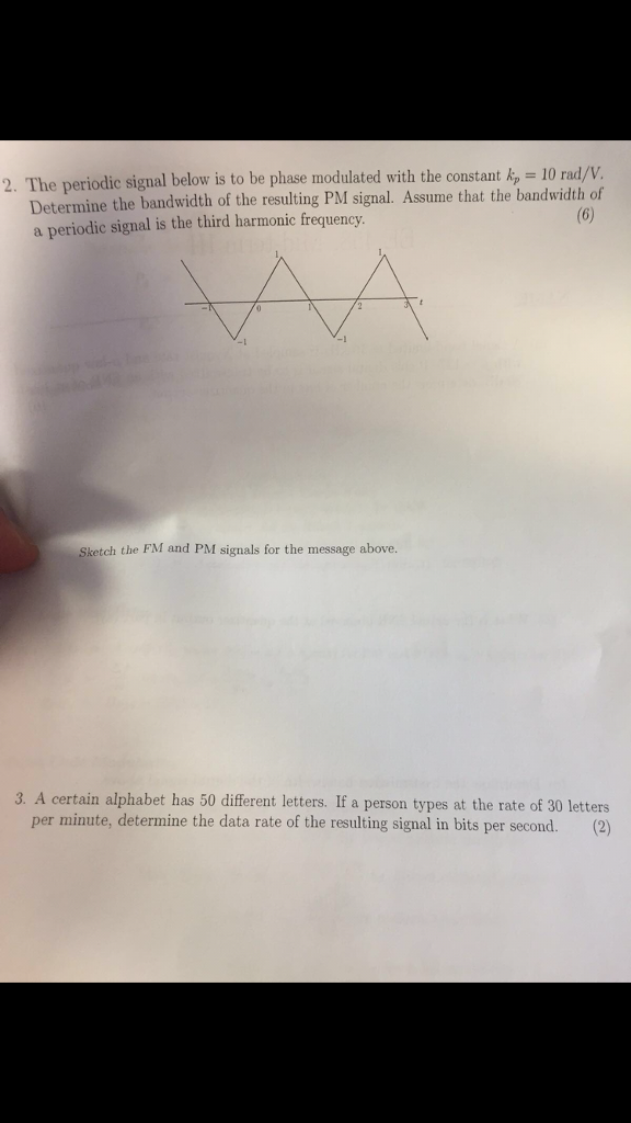 Solved The periodic signal below is to be phase modulated | Chegg.com