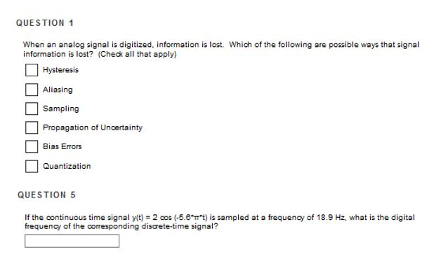 Solved QUESTION 1 When an analog signal is digitized, | Chegg.com
