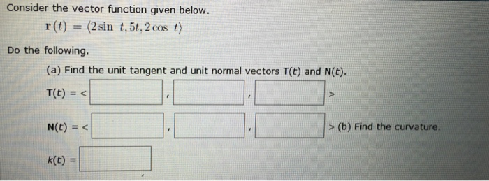 Solved Consider the vector function given below. r(t) = | Chegg.com