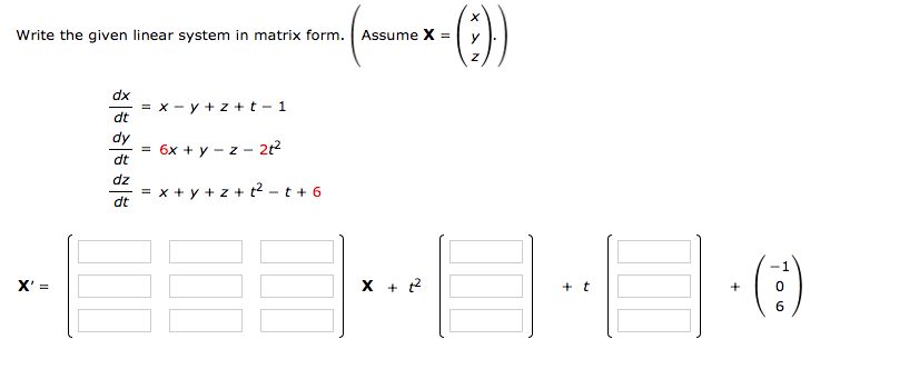 Solved Write the given linear system in matrix form. Assume | Chegg.com