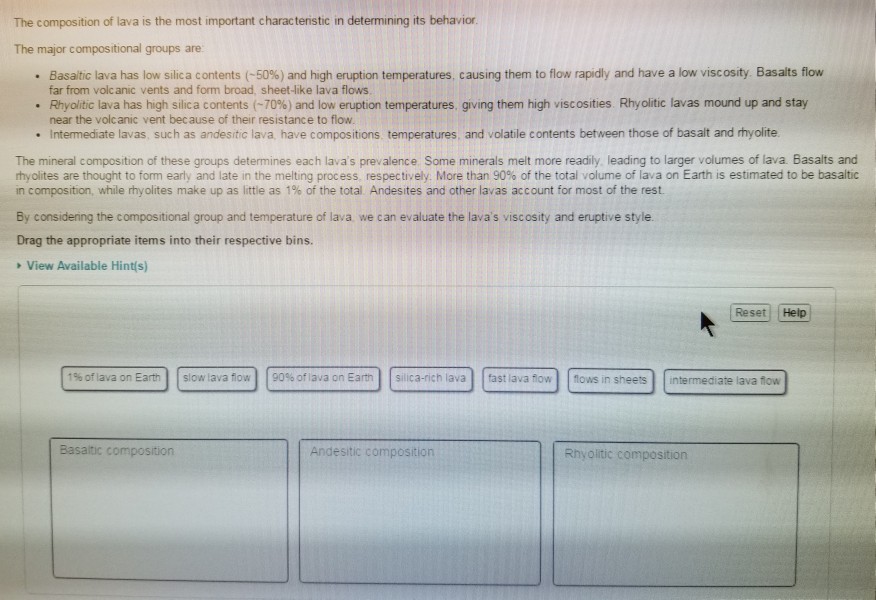 Solved The composition of lava is the most important | Chegg.com
