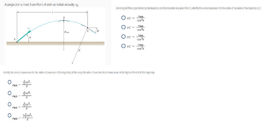 Solved A projectile is fired from Point A with an initial | Chegg.com