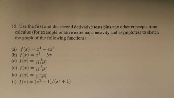 Solved 15. Use the first and the second derivative tests | Chegg.com