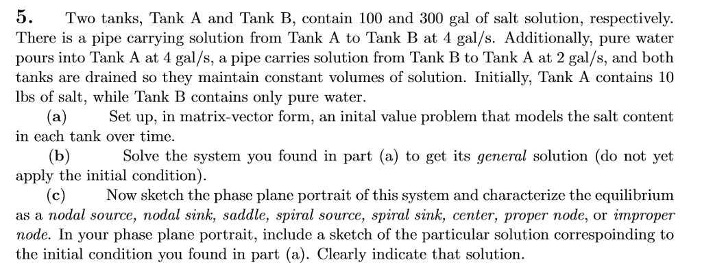 Solved Two tanks, Tank A and Tank B, contain 100 and 300 gal | Chegg.com