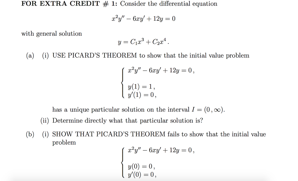 For Extra Credit 1 Consider The Differential