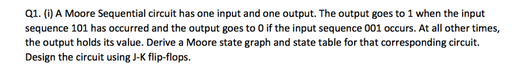 Solved (i) A Moore Sequential circuit has one input and one | Chegg.com
