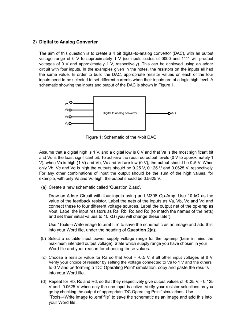 2) Digital to Analog Converter The aim of this | Chegg.com