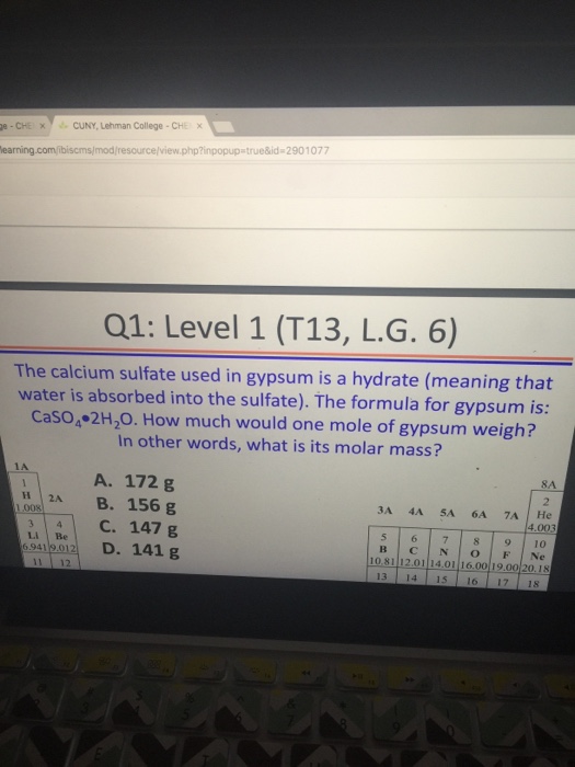 Solved the calcium sulfate used in gypsum is a hydrate | Chegg.com