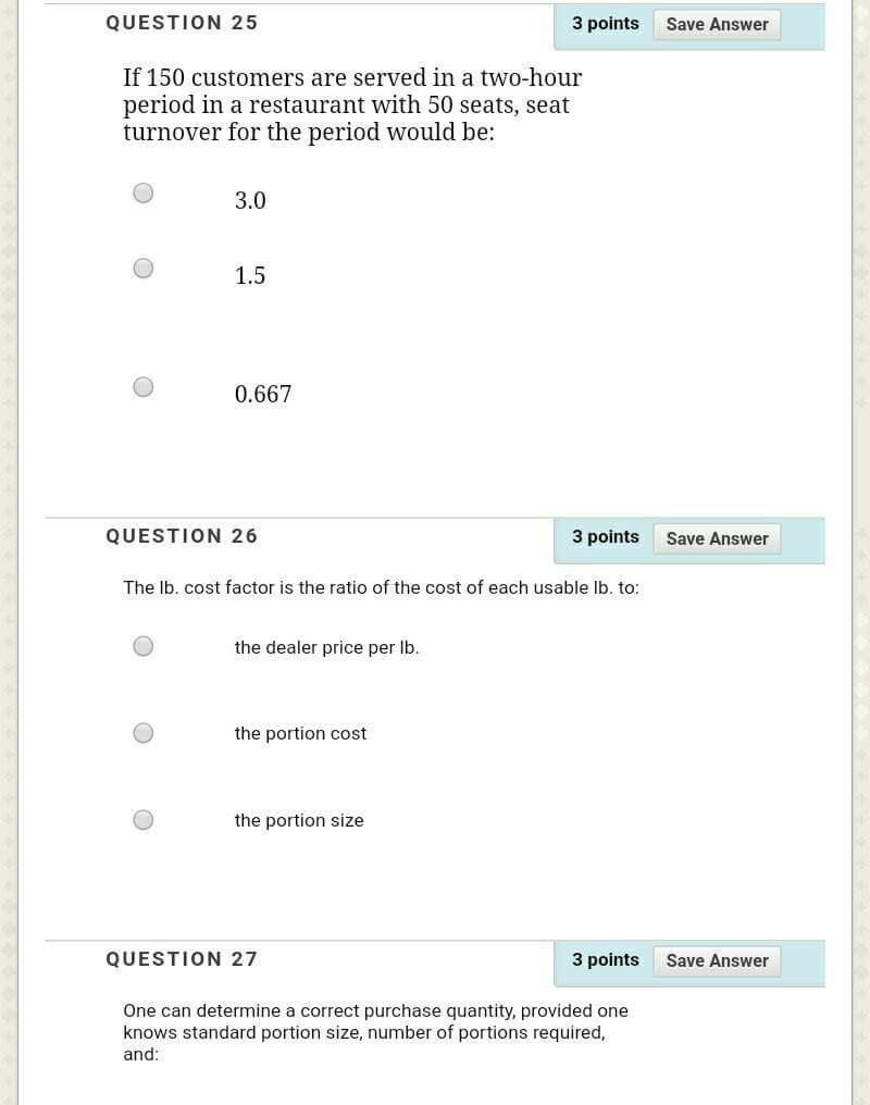 Solved QUESTION 1 3 points Save Answer When ordering | Chegg.com