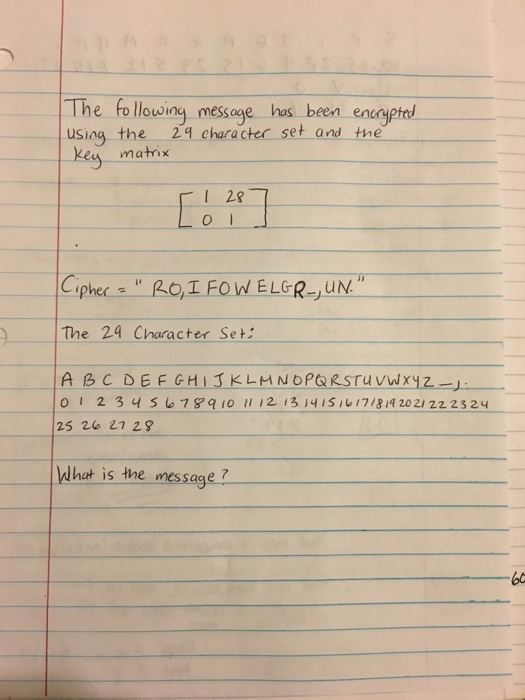 Solved The following message has been encrypted using the 29 | Chegg.com