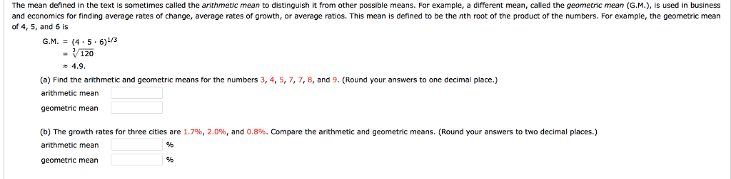 Solved Feel free to only do the geometric means. I can | Chegg.com