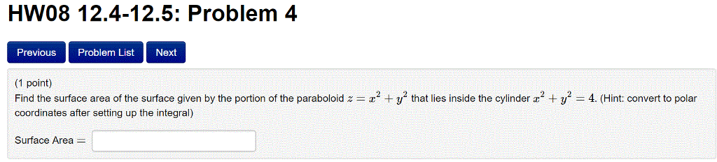 Solved HW08 12.4-12.5: Problem 4 Previous Problem List Next | Chegg.com