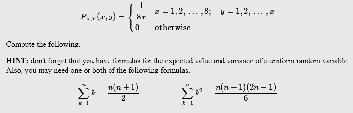 Solved Random variables and and joint PMF as follows: | Chegg.com