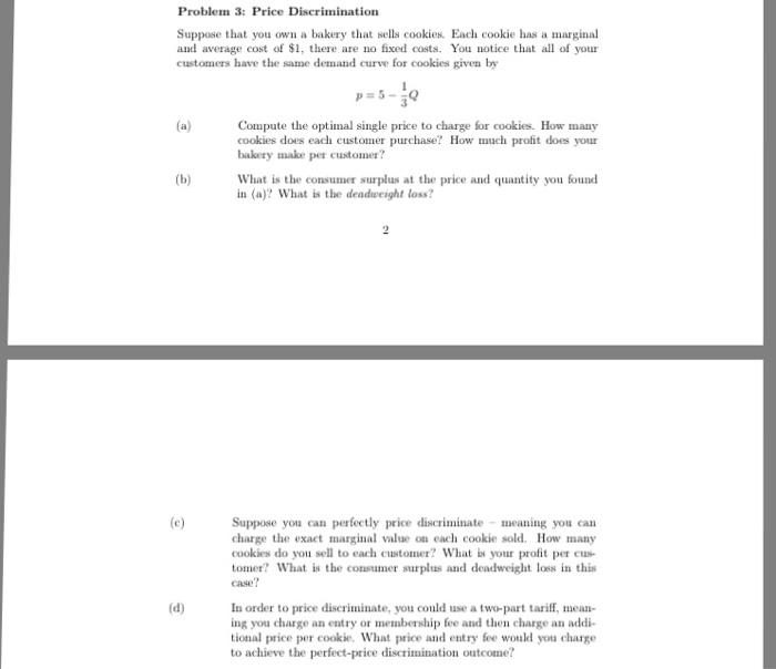 Solved Suppose that you own a bakery that sells cookies. | Chegg.com