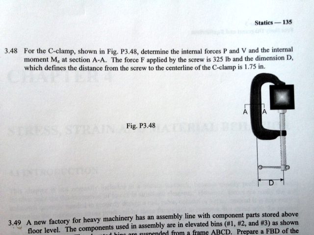 For the C-clamp, shown in Fig. P3.48, determine the | Chegg.com