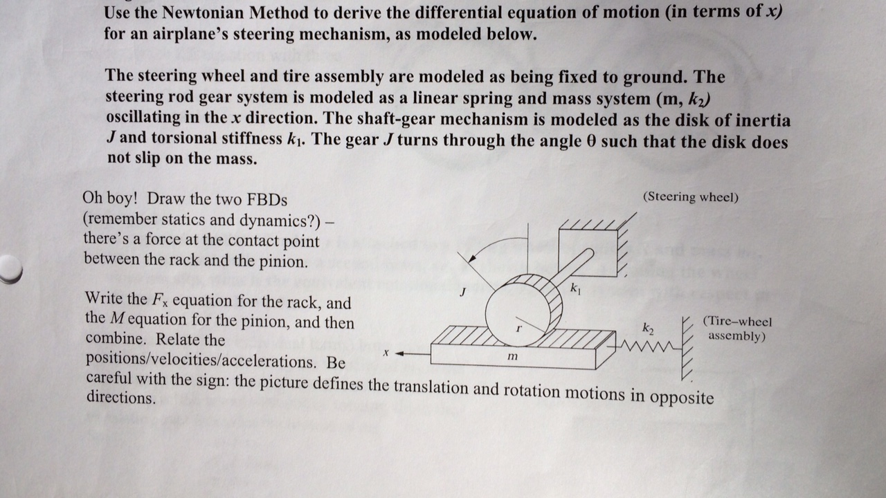 Solved Use the Newtonian Method to derive the differential | Chegg.com