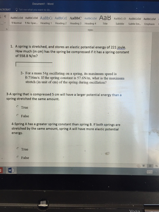 Solved A spring is stretched, and stores an elastic | Chegg.com