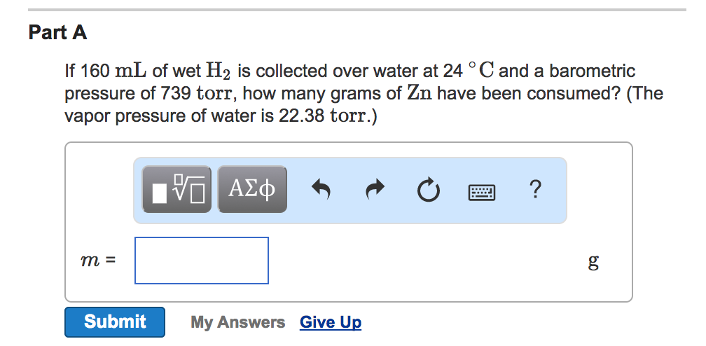 Solved Hydrogen gas is produced when zinc reacts with | Chegg.com