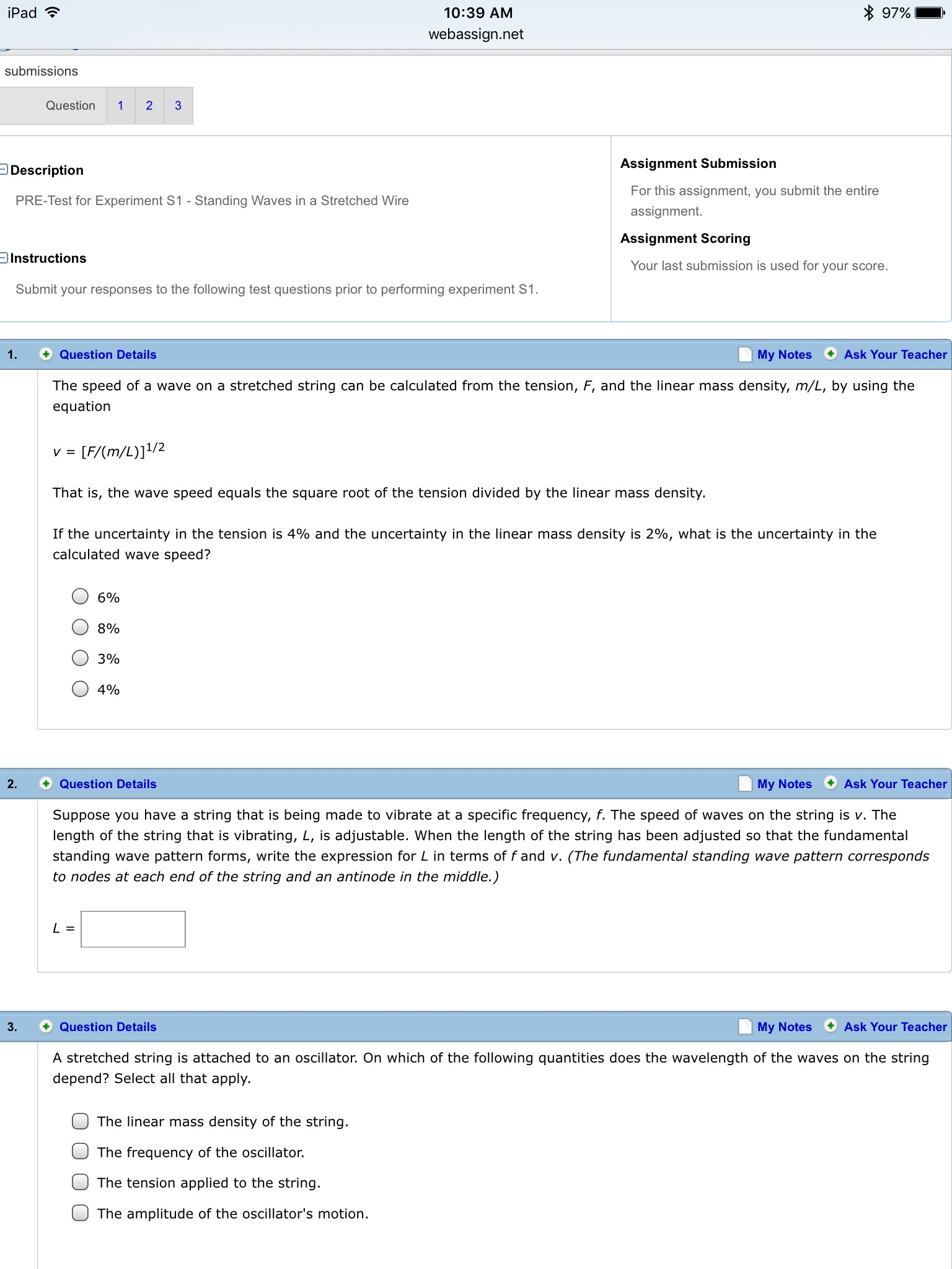 Solved The speed of a wave on a stretched string can be | Chegg.com