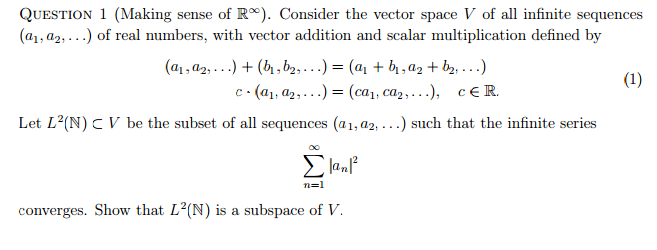 Solved Consider the vector space V of all infinite sequences | Chegg.com