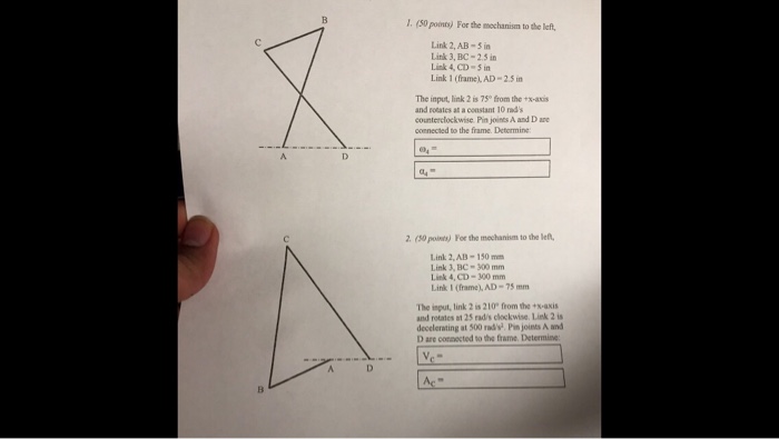 Solved For the mechanism to the left, The input link 2 is | Chegg.com