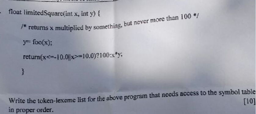 Solved Float limited Square(int x, int y) {/* returns x | Chegg.com
