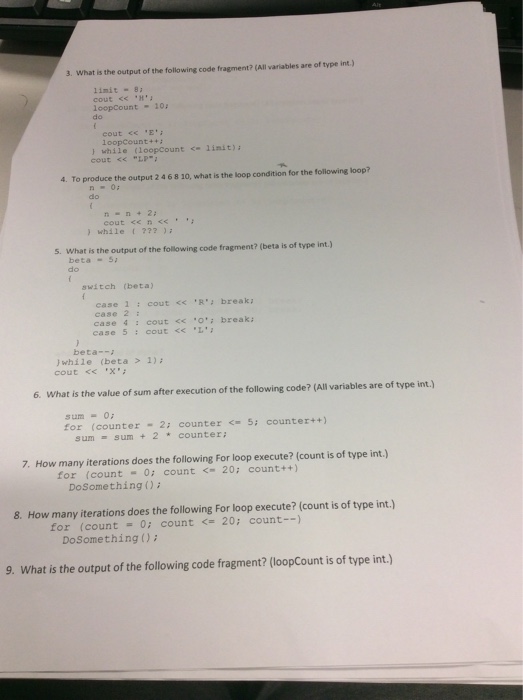 Solved What Is The Output Of The Following Code Fragment 7155