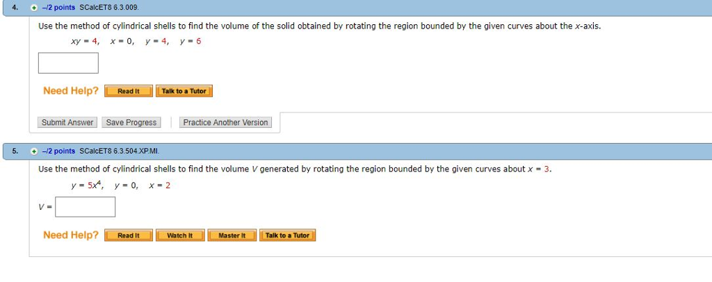 Solved -/2 points scalcET8 6.3.009. + Use the method of | Chegg.com