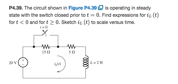 Solved P4.39. The circuit shown in Figure P4.39 is operating | Chegg.com