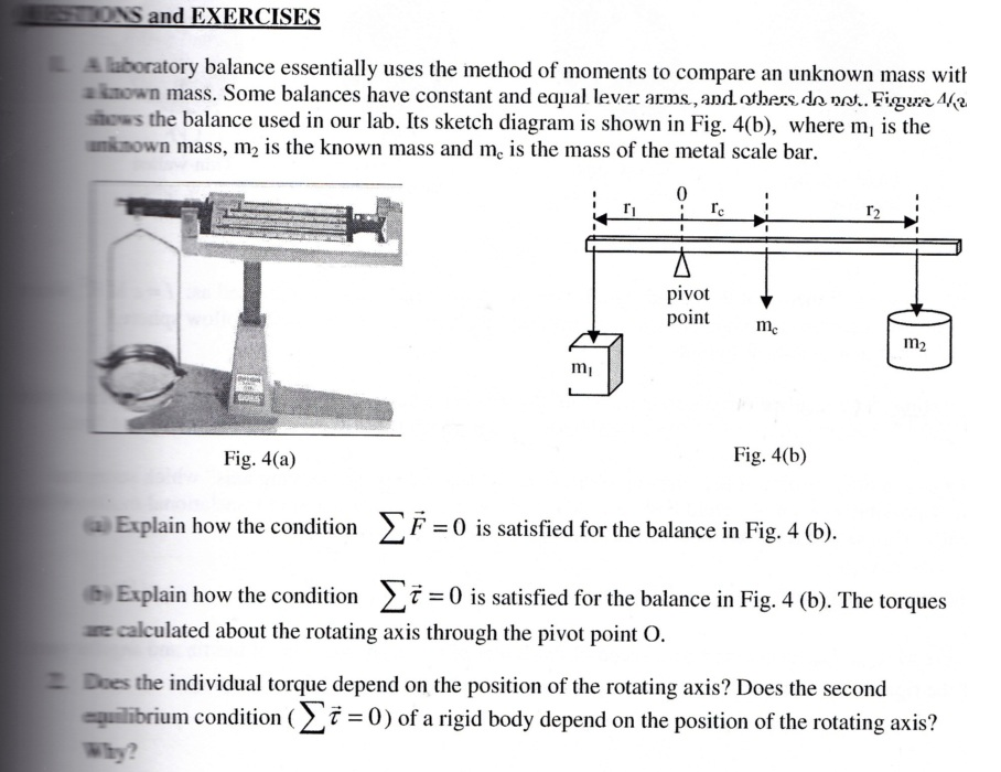 Solved 1. A laboratory balance essentially uses the method | Chegg.com