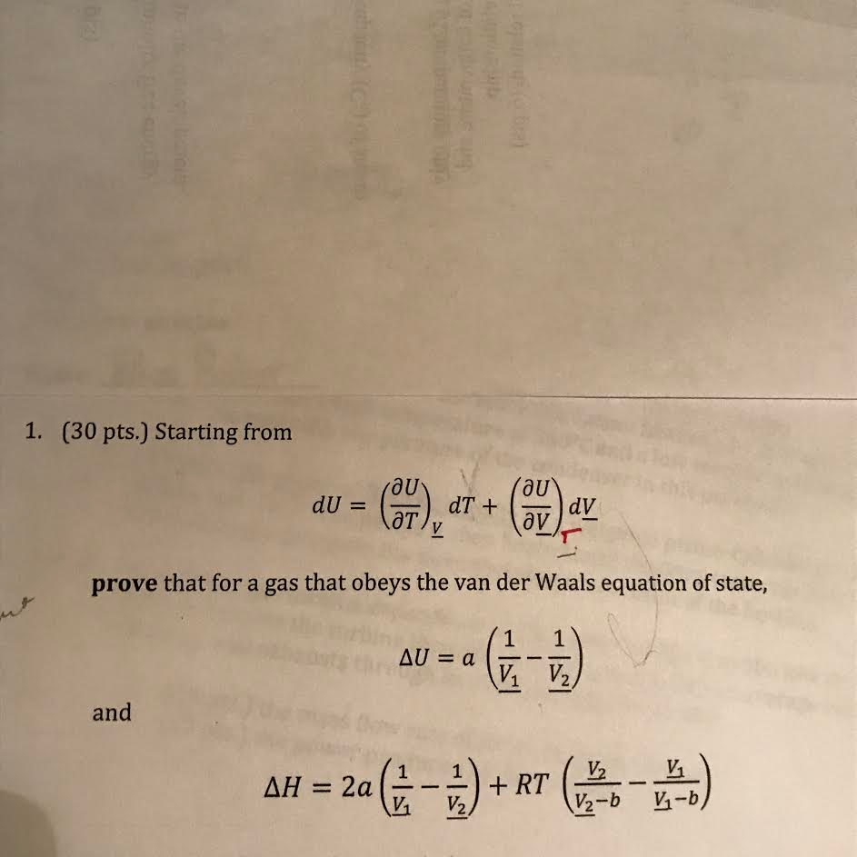 Solved Starting from dU = (partial differential U/partial | Chegg.com