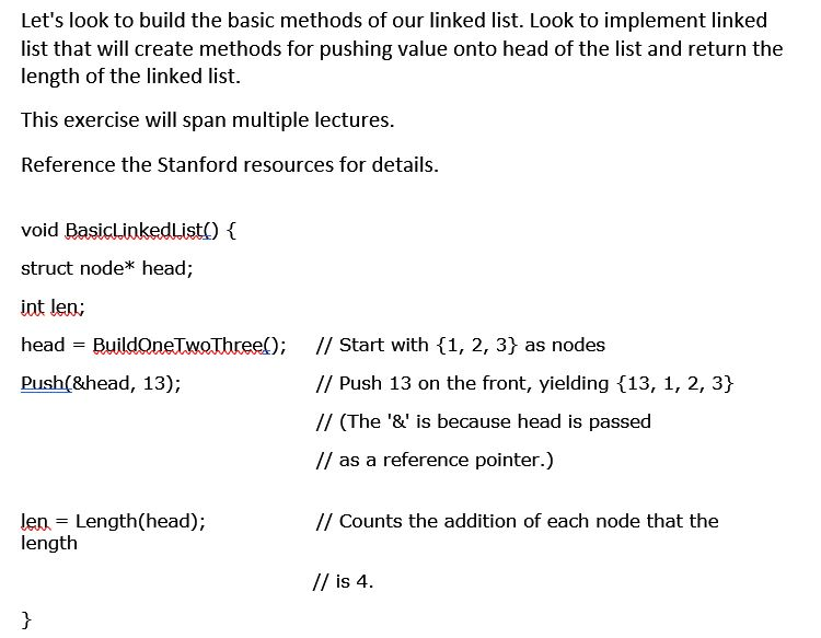 Solved Let's look to build the basic methods of our linked | Chegg.com
