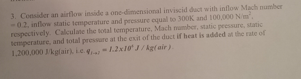 Solved Consider an airflow inside a one - dimensional | Chegg.com
