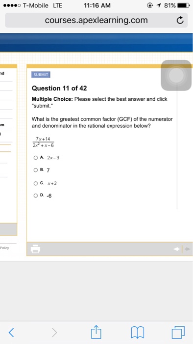 Solved What Is The Greatest Common Factor Gcf Of The