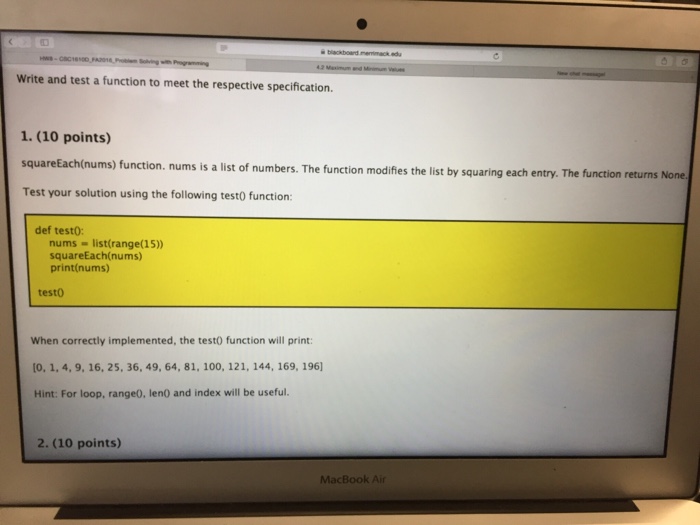 Solved Write and test a function to meet the respective | Chegg.com