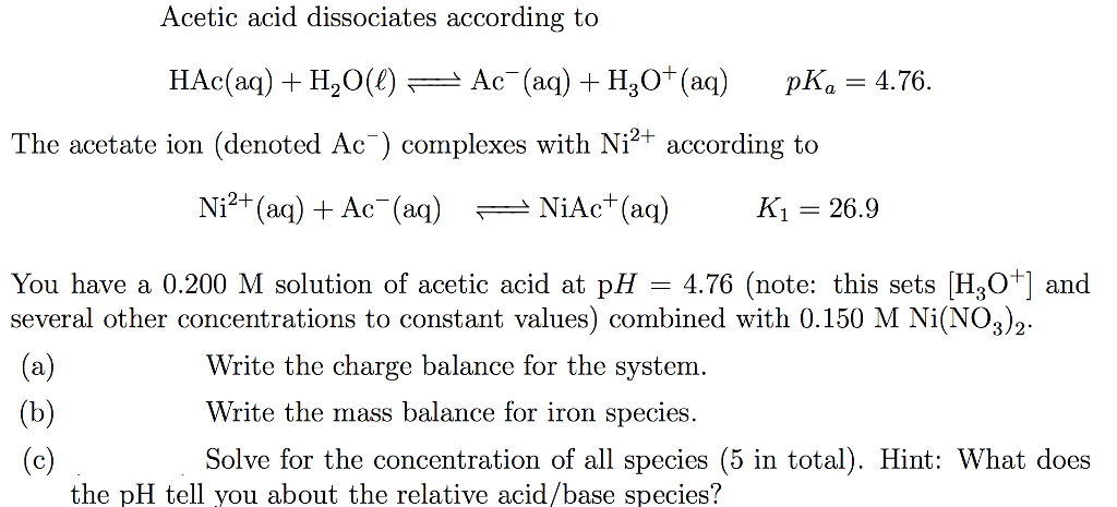 Acetic acid dissociates according to The acetate ion | Chegg.com