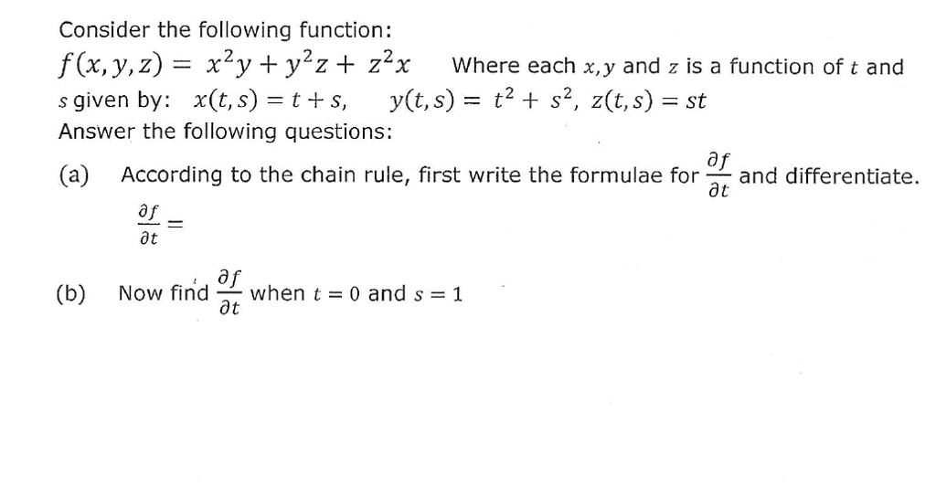 Solved Consider the following function: f(x, y, z) = x^2y + | Chegg.com