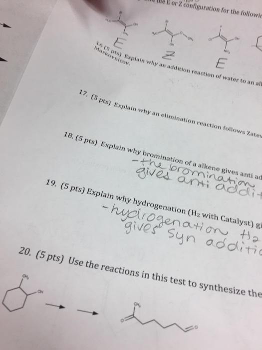 Solved Explain why an elimination reaction follows | Chegg.com