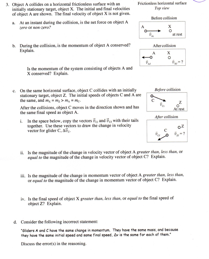 Solved 3 Object A Collides On A Horizontal Frictionless