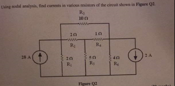 Solved Using nodal analysis, find currents in various | Chegg.com