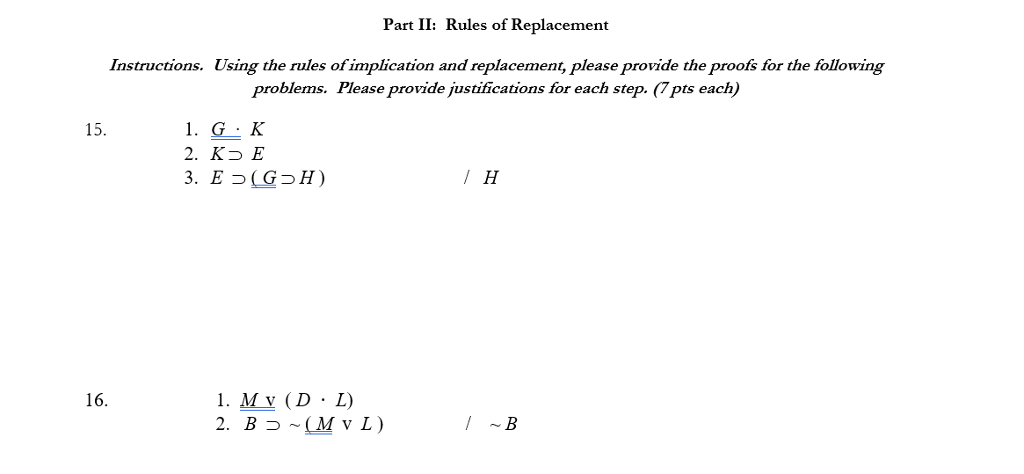 Part II: Rules of Replacement Instructions. Using the | Chegg.com