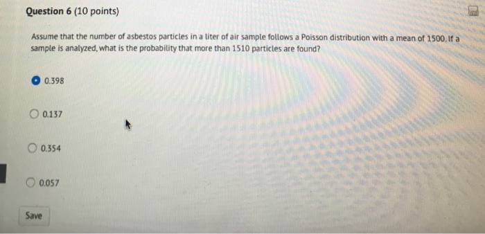 Solved Assume that the number of asbestos particles in a | Chegg.com