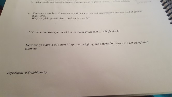 Solved 3. What would you expect to happen if copper metal is | Chegg.com