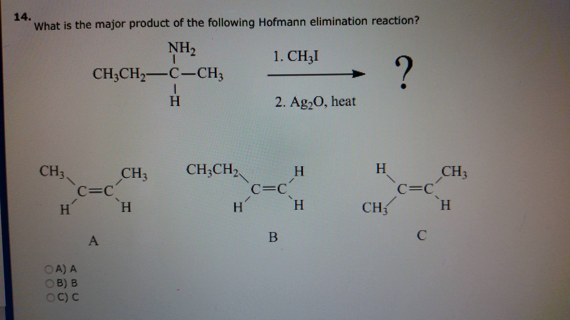 Solved What is the major product of the following hofmann | Chegg.com