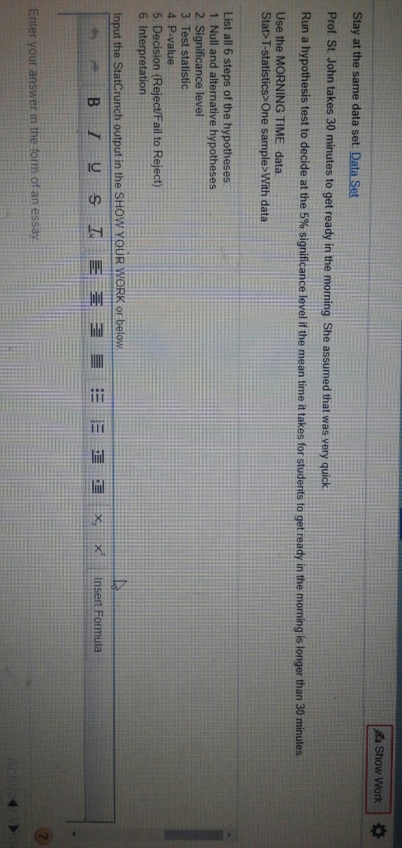 Solved Go to the following StatCrunch data set Data Set for | Chegg.com