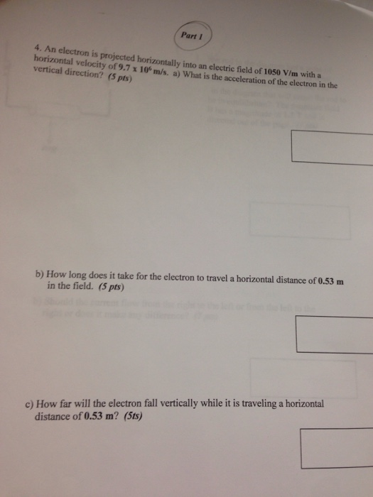 Solved An electron is projected horizontally into an | Chegg.com