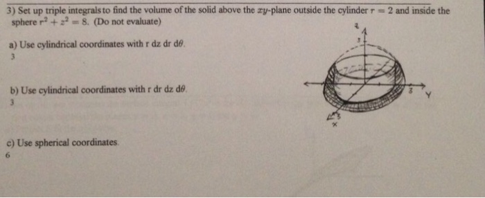 Solved Set up triple integrals to find the volume of the | Chegg.com