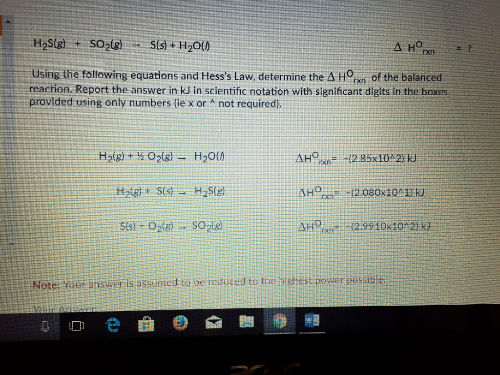 Solved Consider The Unbalanced Reaction Of Hydrogen Sulphide