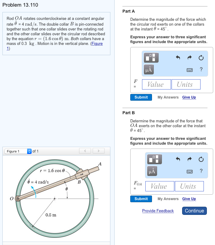 Solved Problem 13.110 Part A Rod OA rotates counterclockwise | Chegg.com